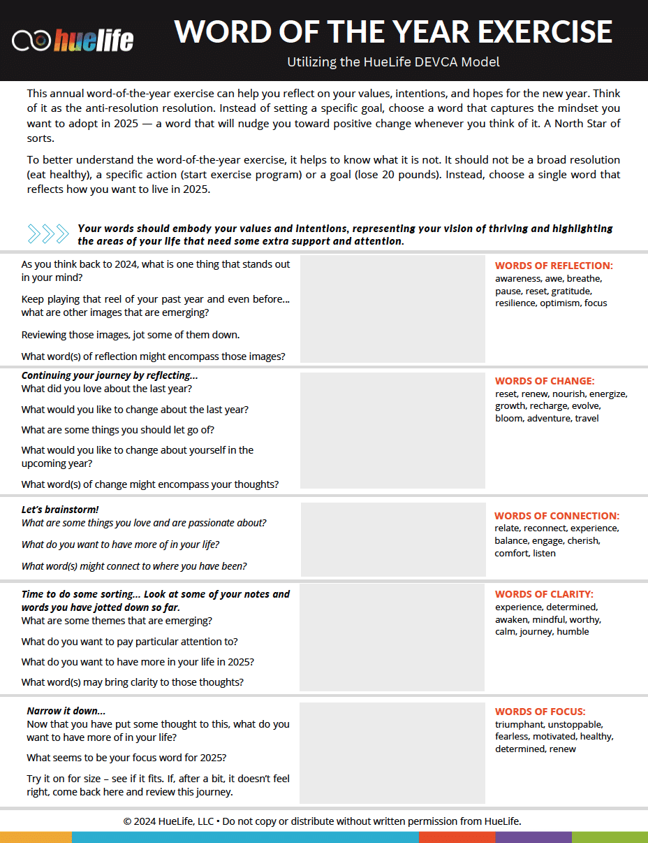End-of-Year Reflection & 2025 Word of the Year - Hue Life